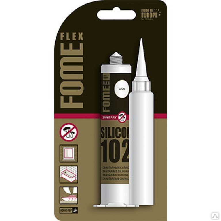 Силикон санитарный прозрачный (белый) FOME FLEX silicone 102, блистер ...